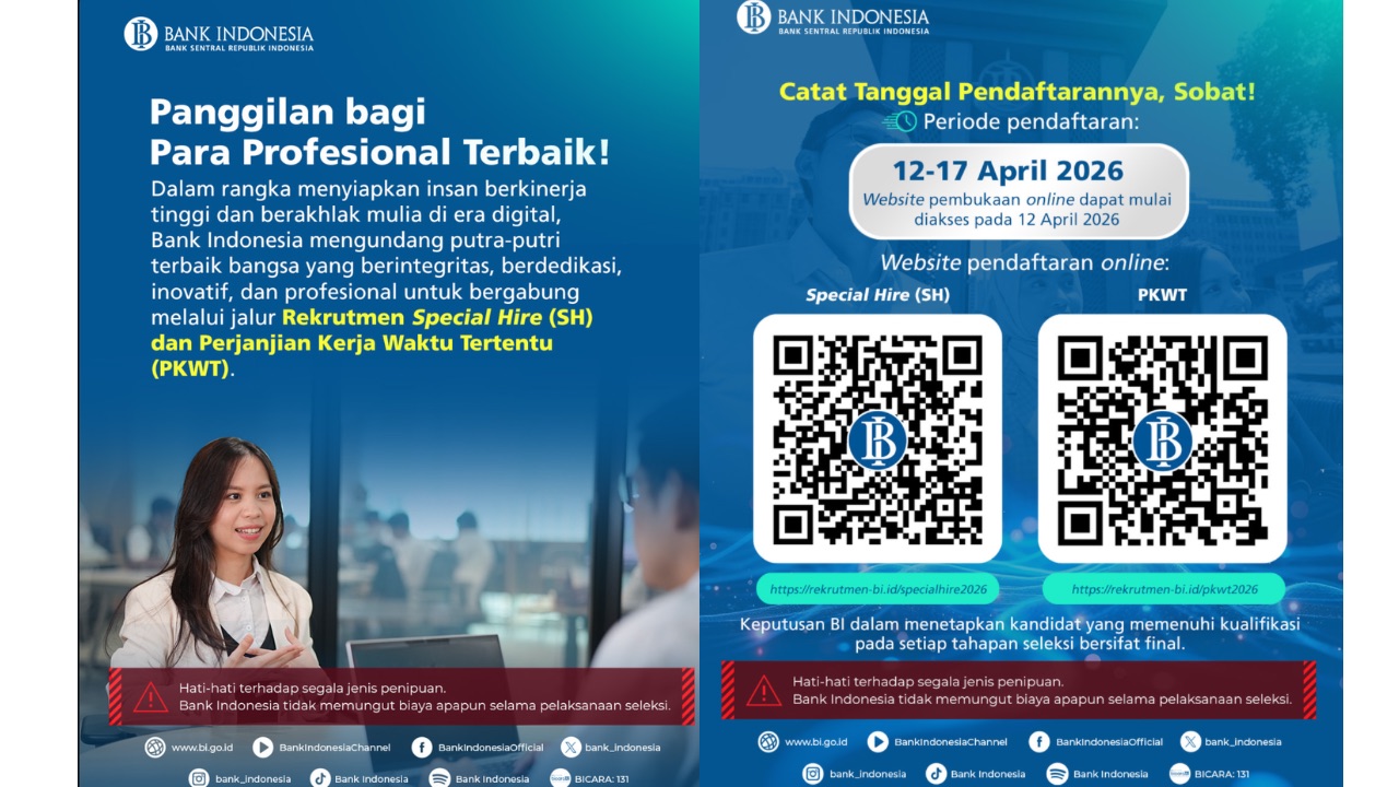 Info Loker Bank Indonesia 2026 Dibuka, Rekrutmen Special Hire dan PKWT ...